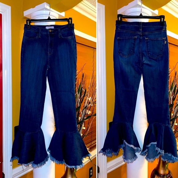 Vibrant | Jeans | Vibrant Frayed Hem Bell Bottom Jeans | Poshmark